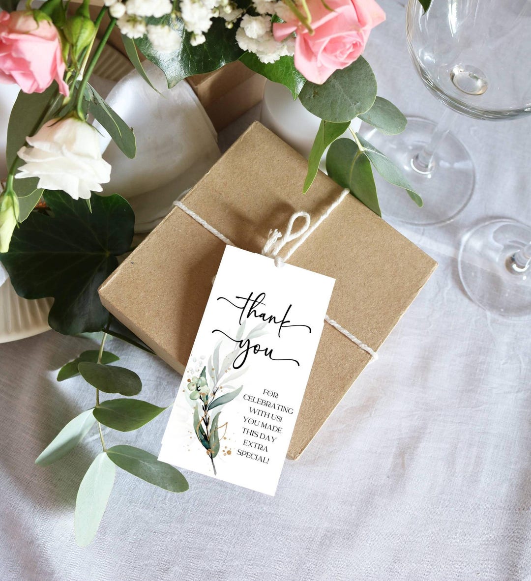 Floral Thank You Tag Printable, Favour Tag, Floral Thank You for Coming ...