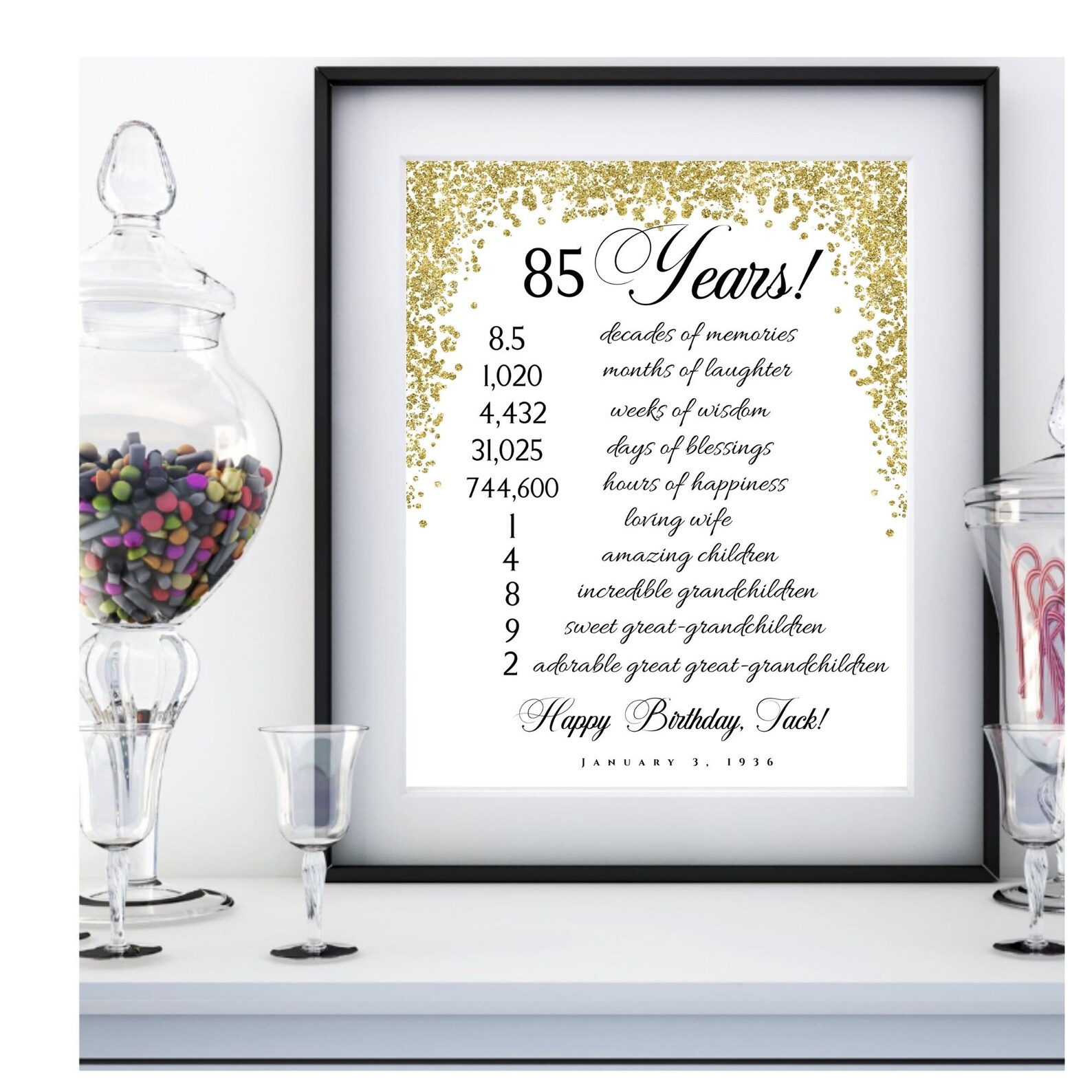 Personalized 85th Time Facts Birthday Printable How many | Etsy