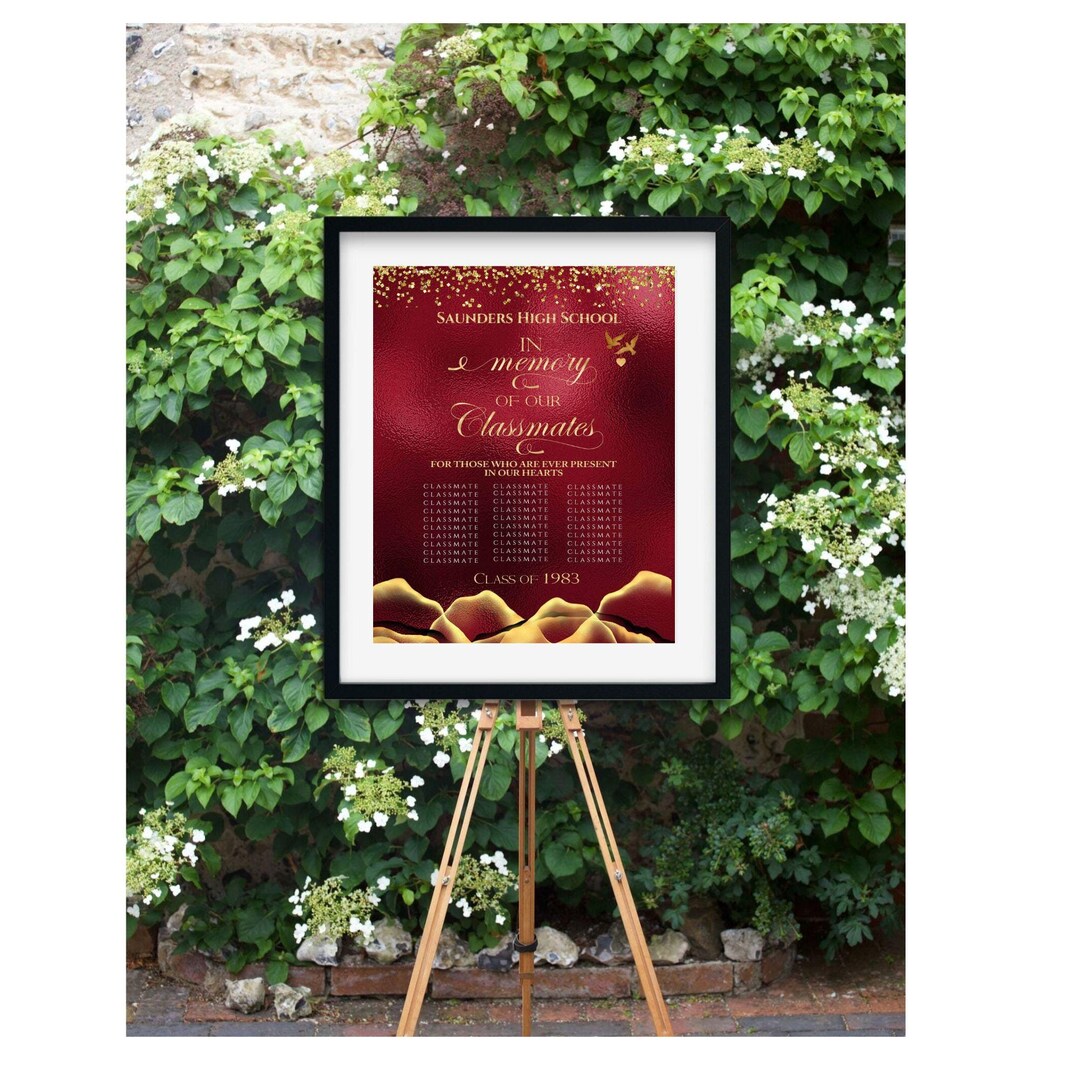 Personalized Memorial Reunion Printable Sign, Classmate/student ...