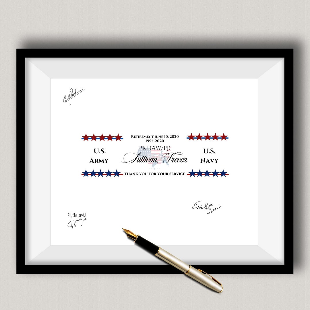 US Military Retirement Party Signature Poster, Military Retirement Gift ...