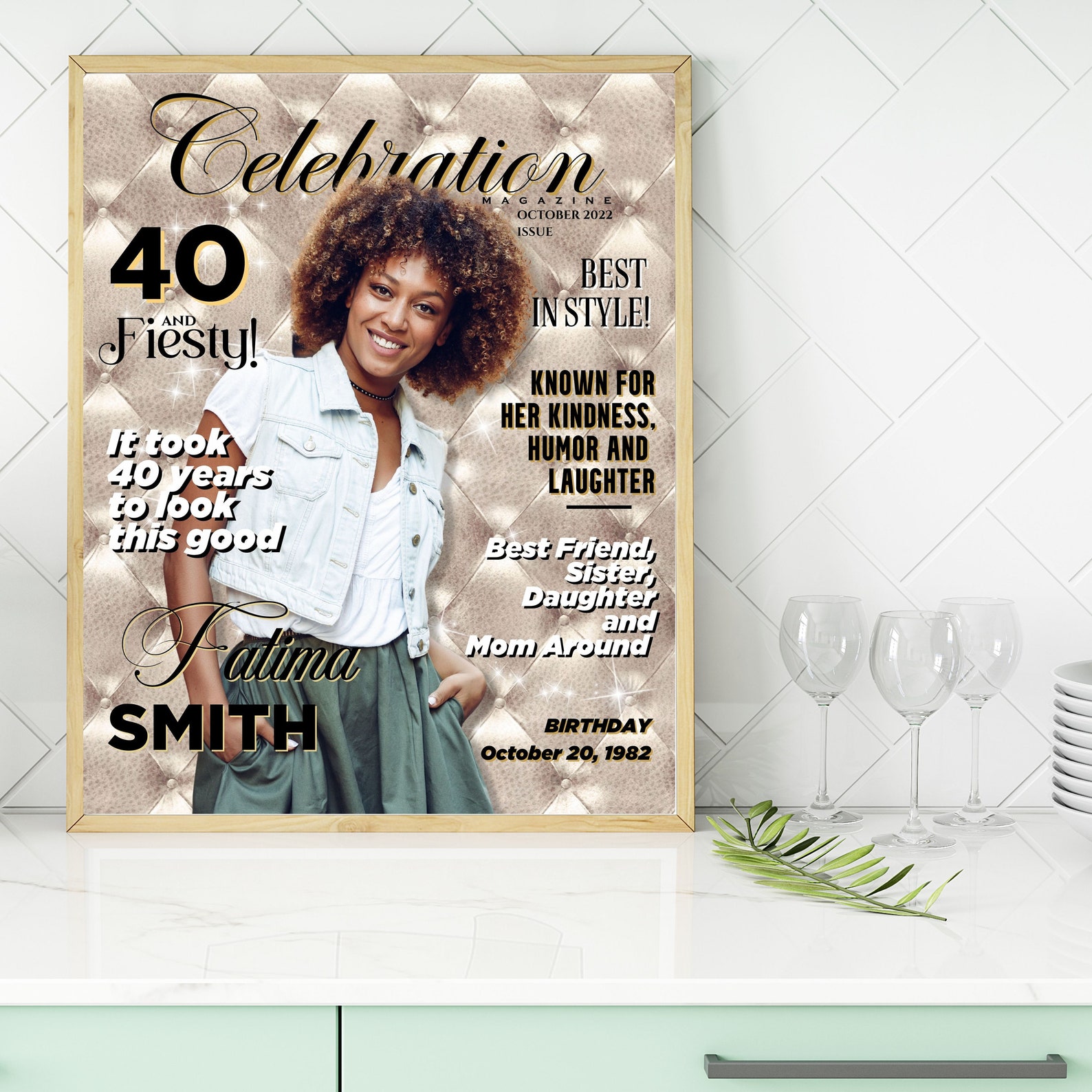 Personalized Photo Magazine Style Poster Printable Pale Gold - Etsy