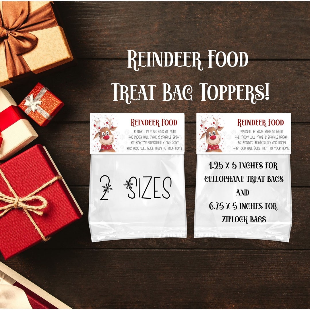Christmas Reindeer Food Bag Treat Bag Toppers Holiday Treat - Etsy