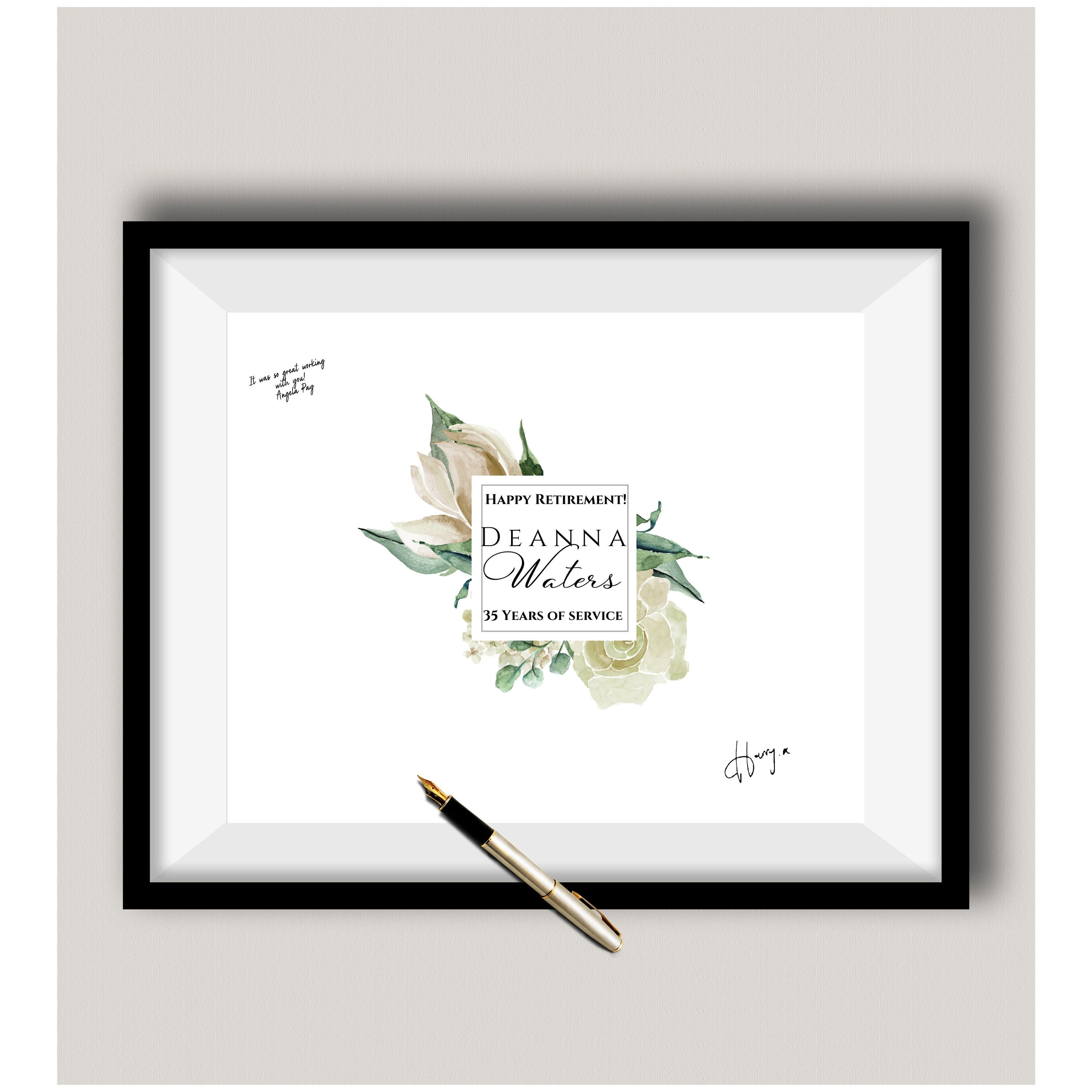 Personalized Retirement Party Signature Poster Floral Frame - Etsy