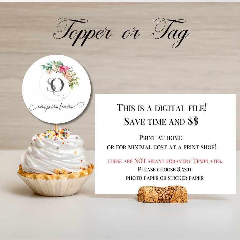 20th Anniversary Square Cupcake Topper/tag Printable, 20th Green Floral ...