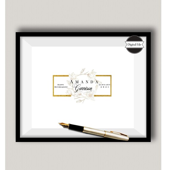 Retirement Party Signature Poster Elegant Gold Wreath | Etsy