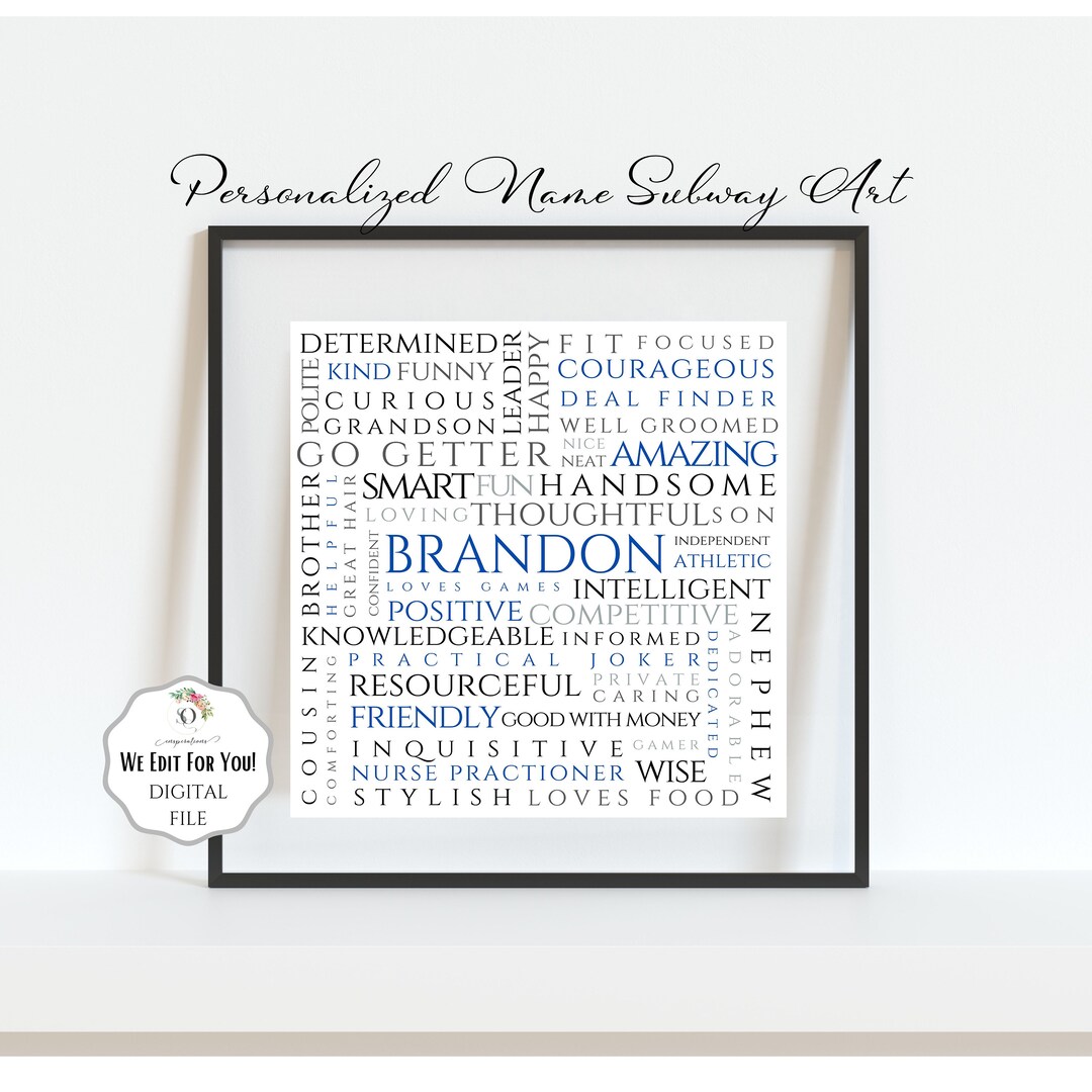 Personalized Subway Name Word Art, Birthday Gift, Graduation Gift ...