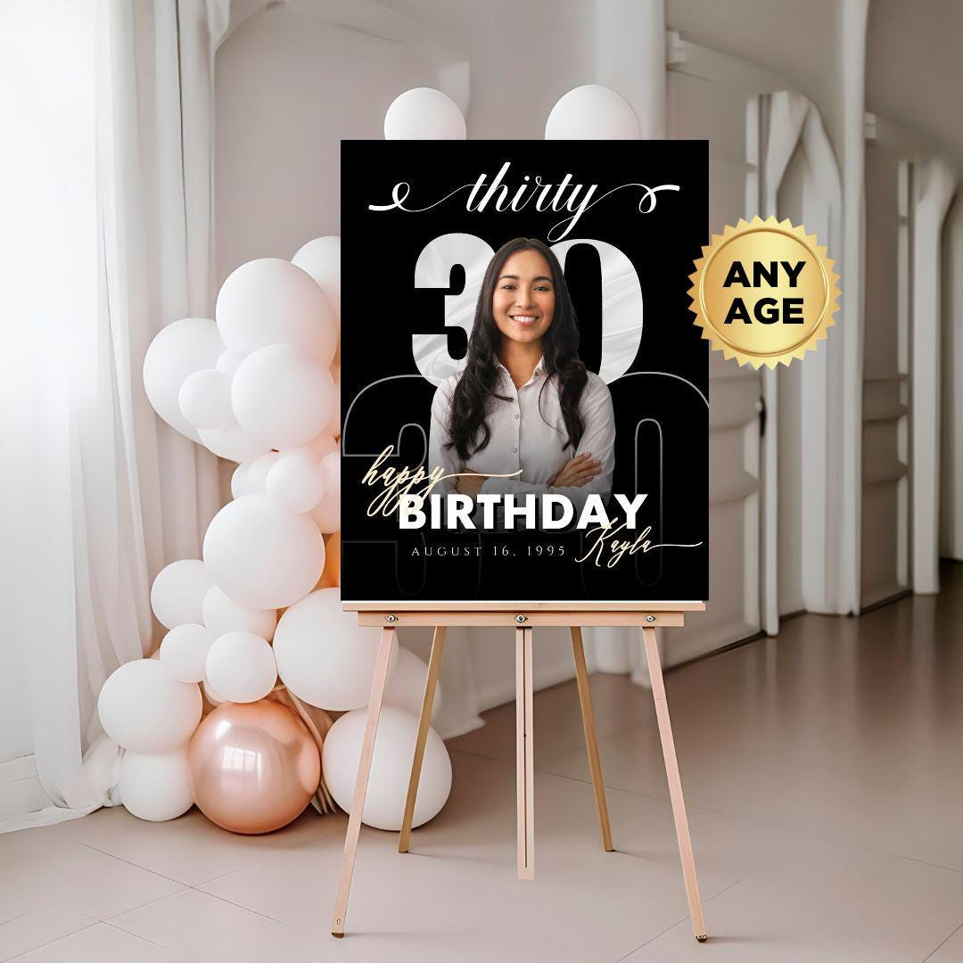 Personalized Classy Photo Birthday Poster for Any Age, Birthday Photo ...