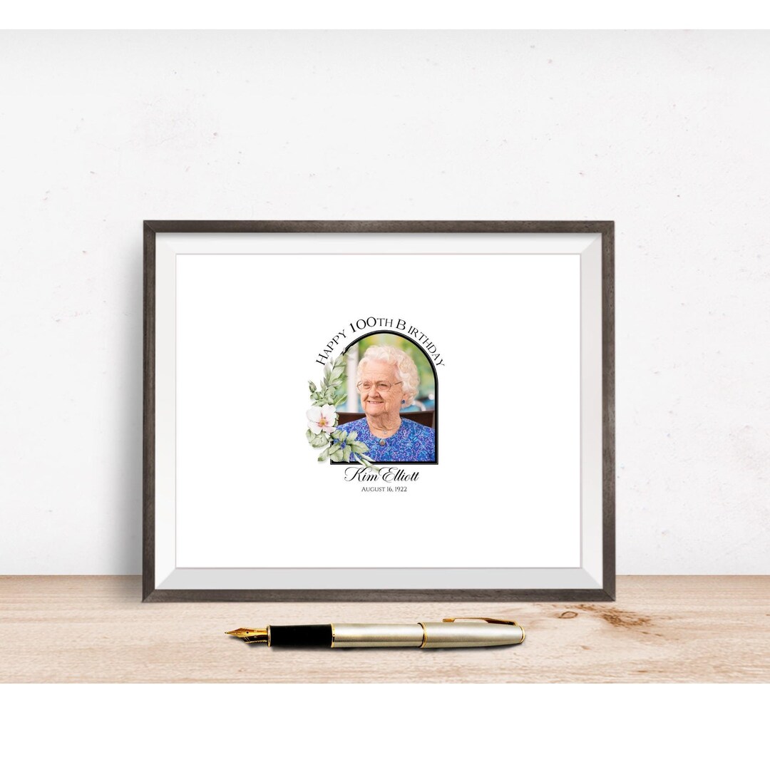 Personalized Photo Birthday Party Signature Sign, Floral Photo Gift ...