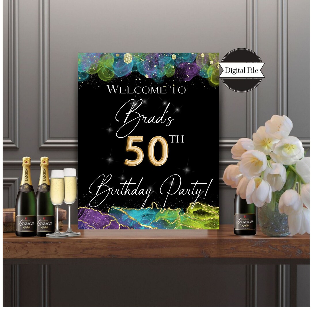 Personalized Party Printable Poster, Multi Color Entrance Sign ...