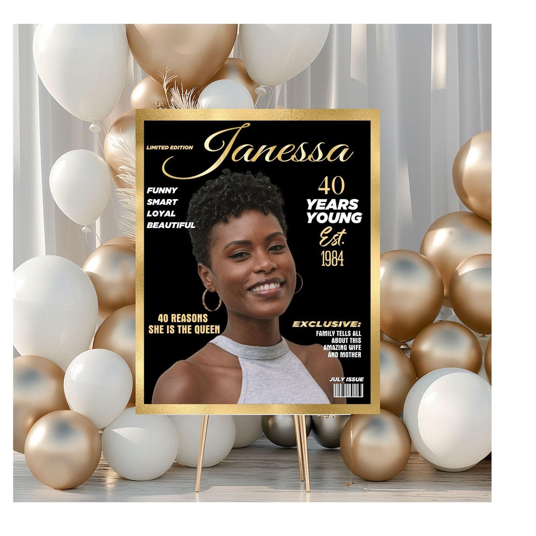 Personalized Birthday Magazine Photo Poster Printable, Entrance Sign ...
