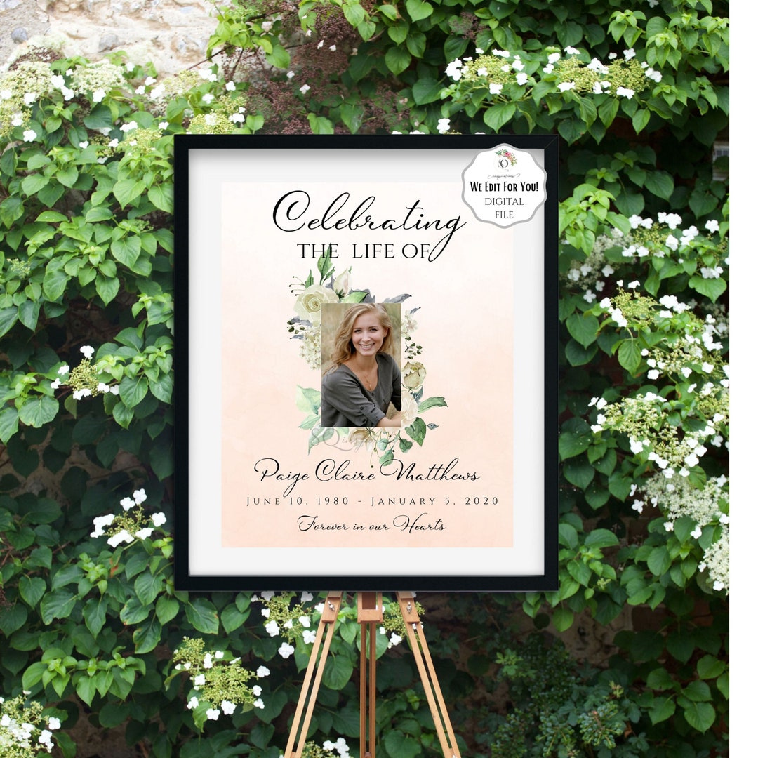 Personalized Celebration of Life Welcome Sign Floral Funeral - Etsy