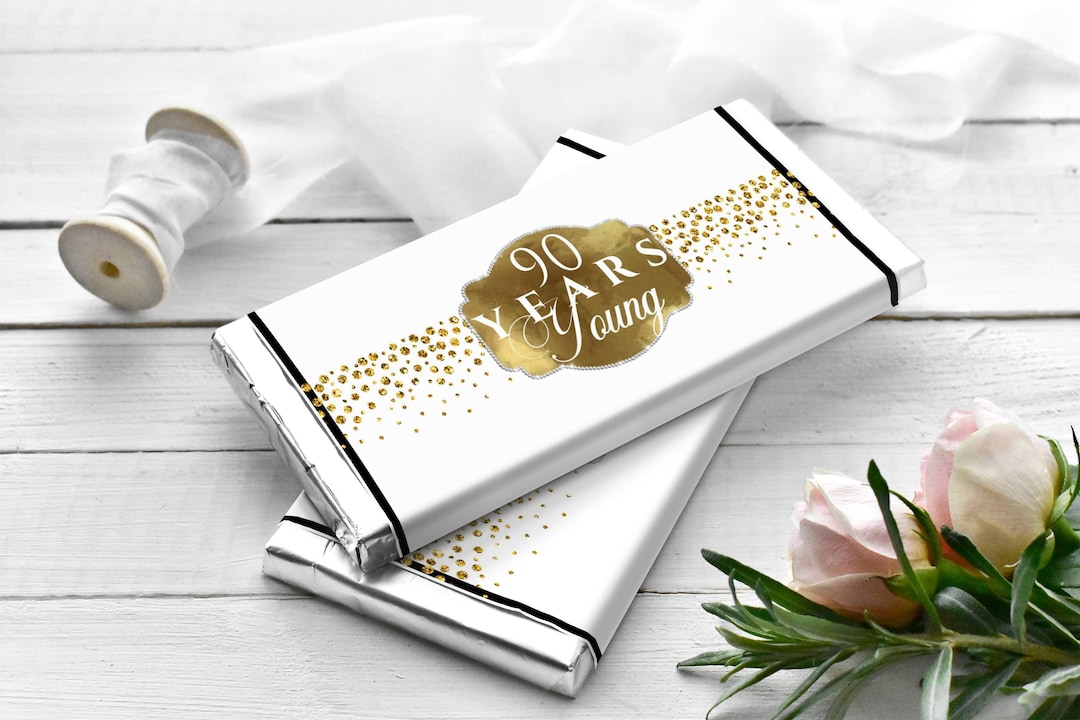 90th Birthday Chocolate Bar Covers, 90 Years Loved Chocolate Bar Labels ...