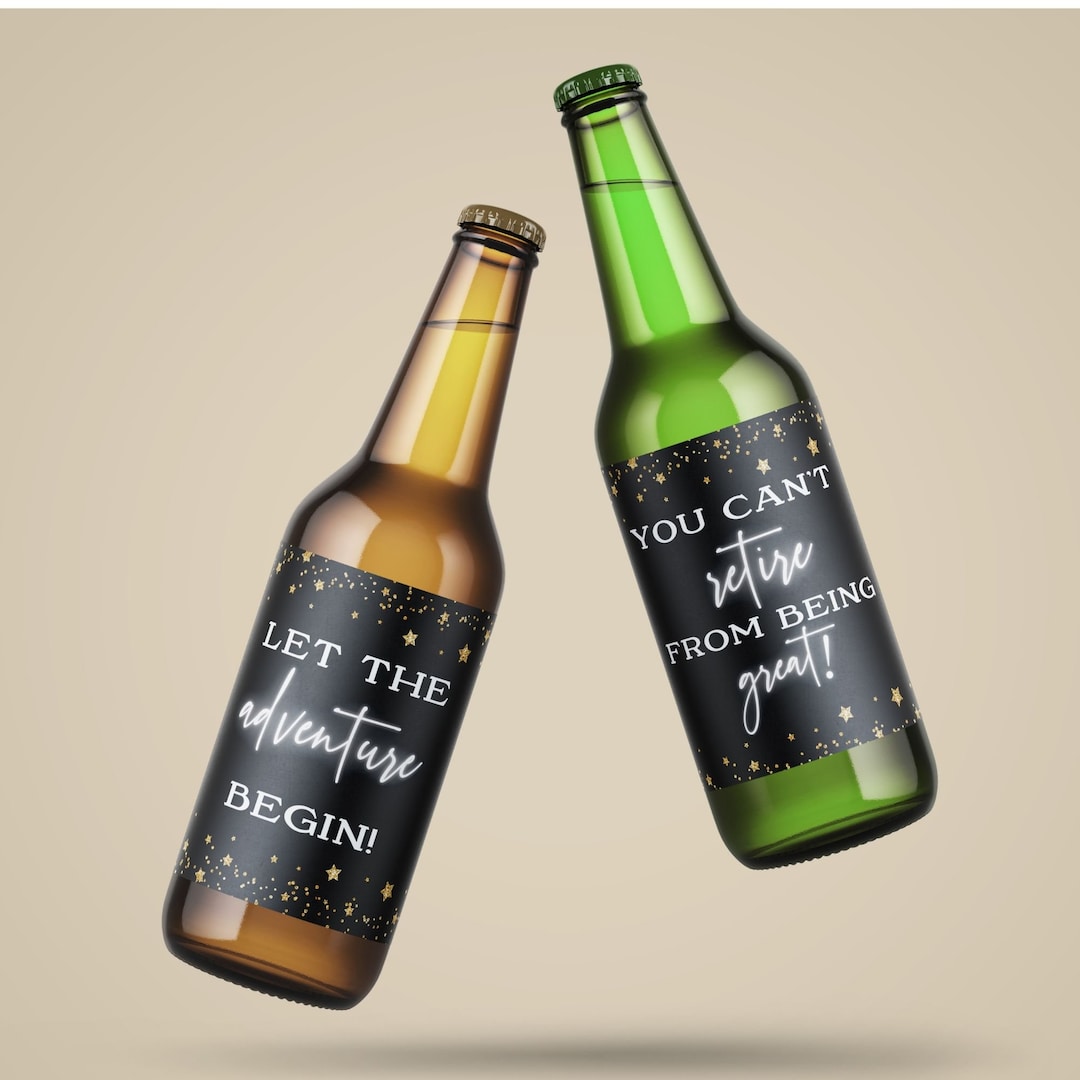 Retirement Printable Beer Labels, Funny Beer Labels, Gold and Silver ...