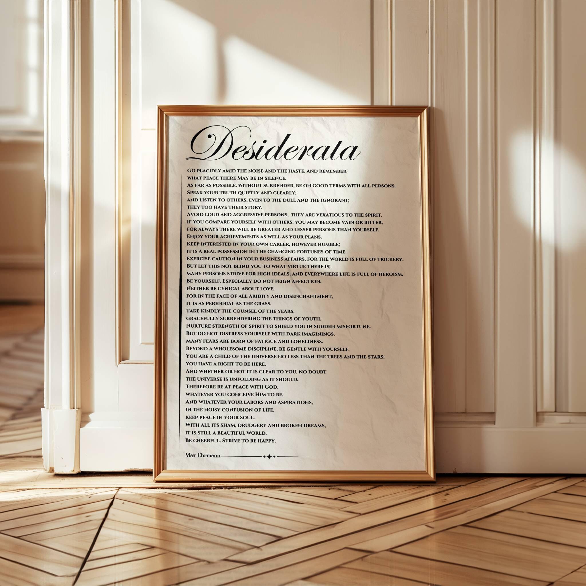 Desiderata Print, Desiderata Poem, Printable Wall Art, Max Erhmann ...