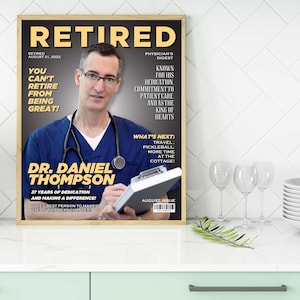 Personalized Photo Retirement Poster for Physician, Magazine Style ...