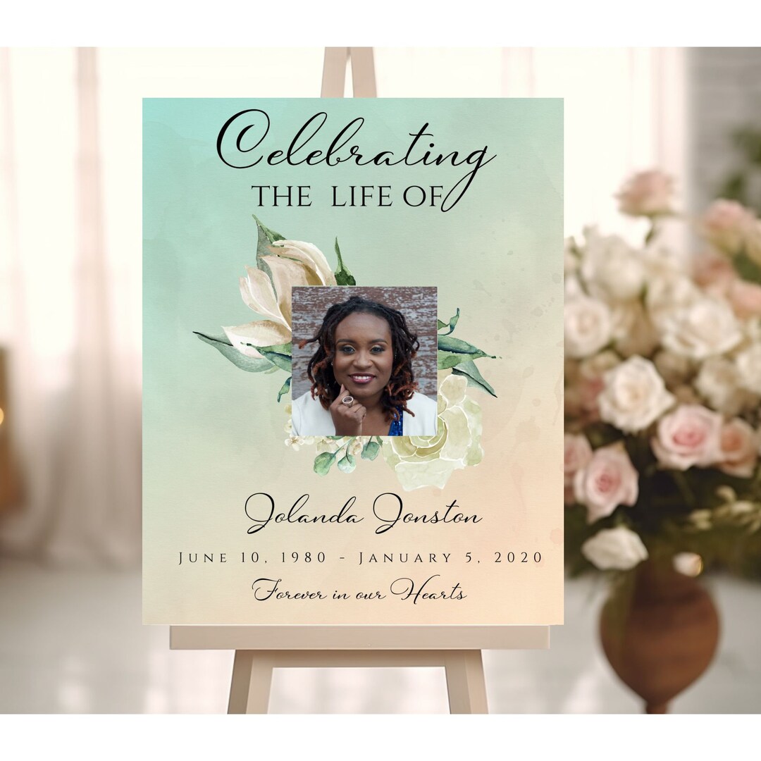 Personalized Photo Celebration of Life Welcome Sign, Funeral Welcome ...