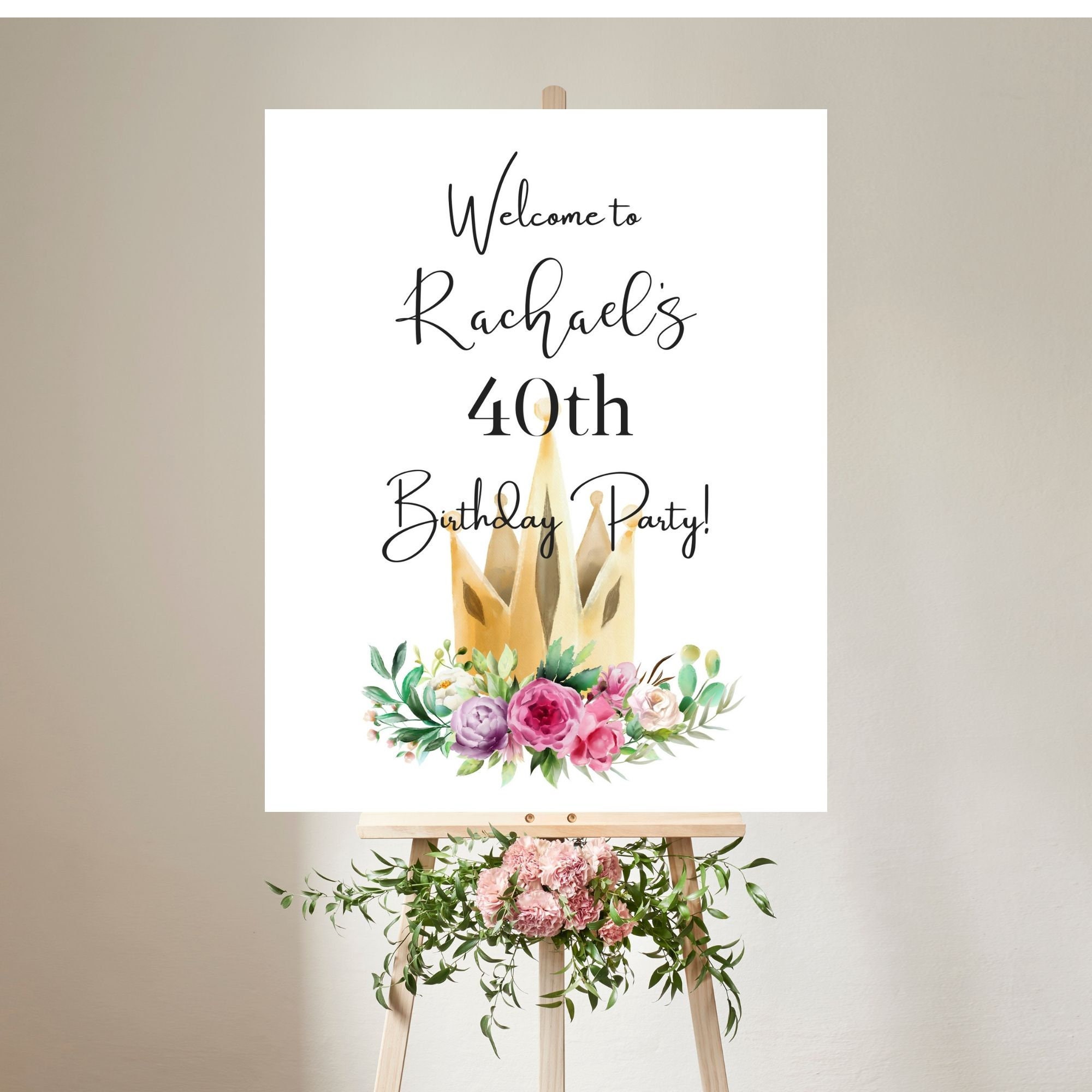 Birthday Welcome Poster Birthday Entrance Sign Floral With - Etsy