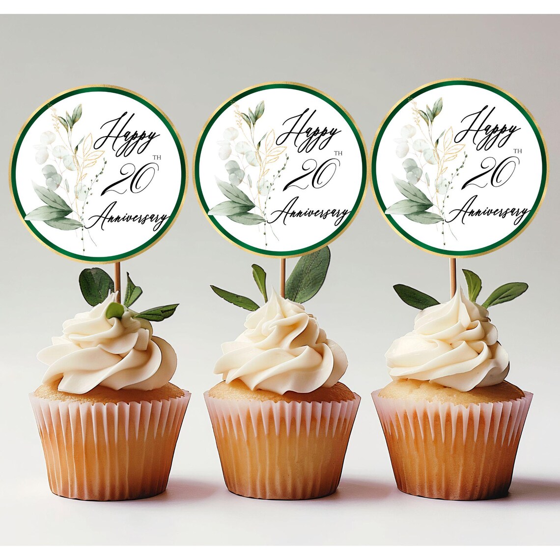 20th Anniversary Cupcake Topper/tag Printable, 20th Anniversary Gift ...