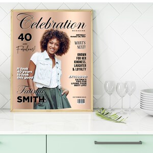 Personalized Photo Magazine Style Poster Printable Rose Gold - Etsy
