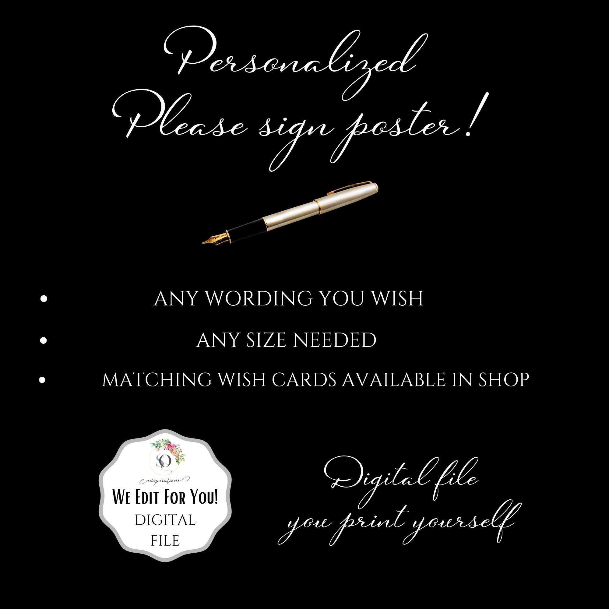 Personalized Wish Card or Signature Print Please Sign Poster - Etsy