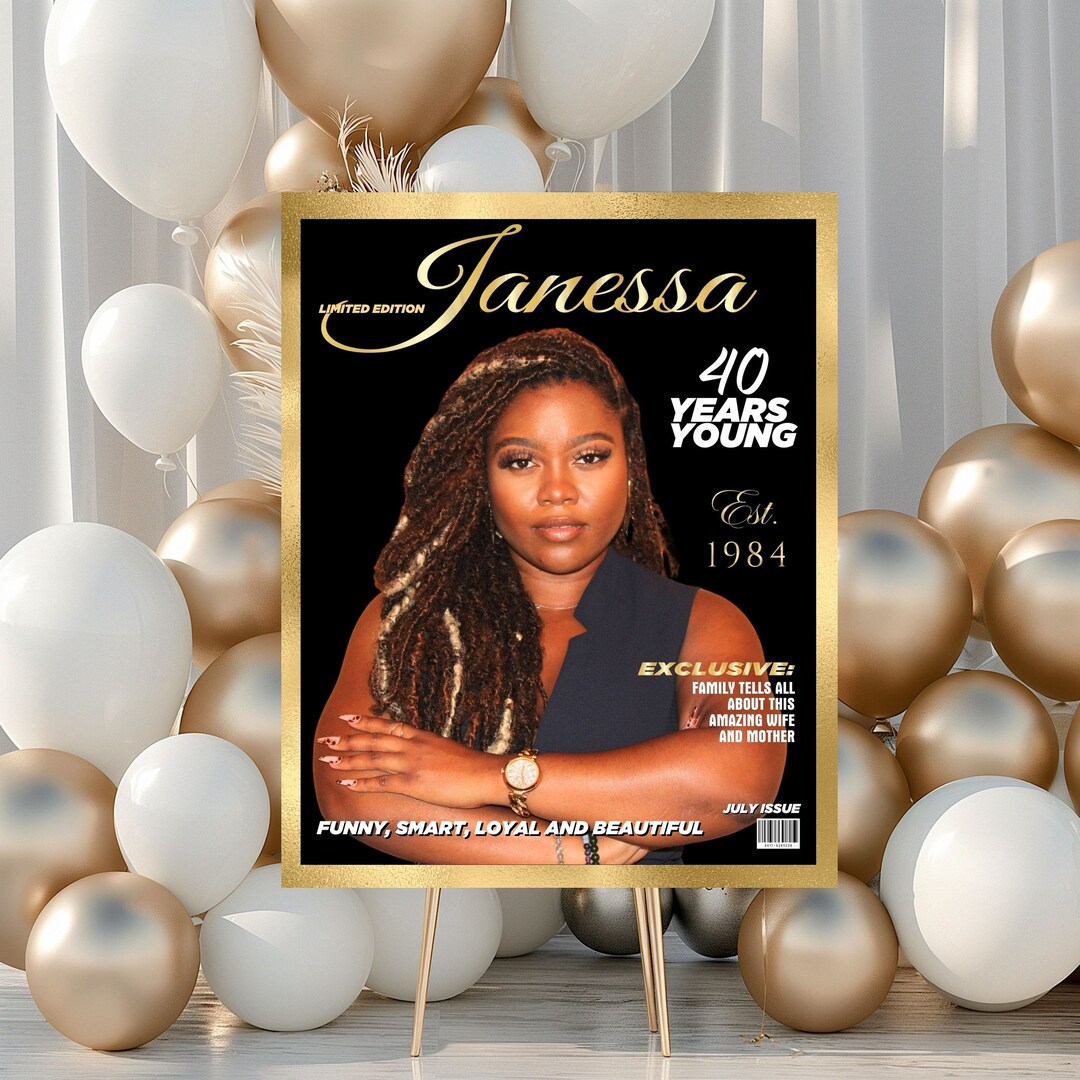Personalized Birthday Magazine Photo Poster Printable, Entrance Sign ...