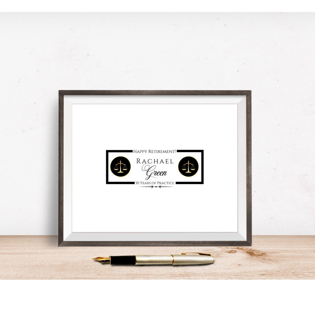 Retirement Party Signature Poster for Lawyer or Legal Assistant, Scales ...