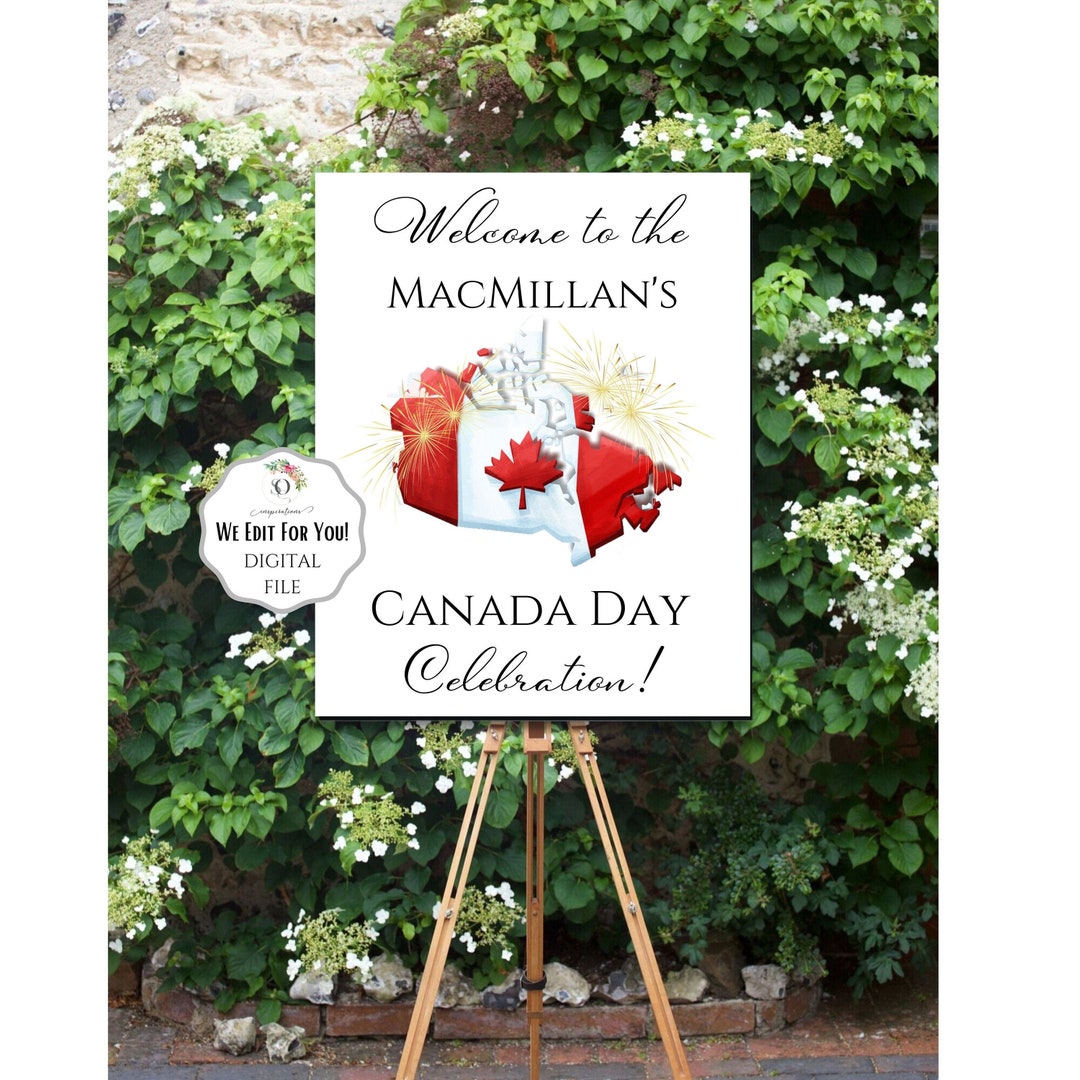 Canada Day Welcome Sign, July 1st Party Sign, Canada Day Party ...