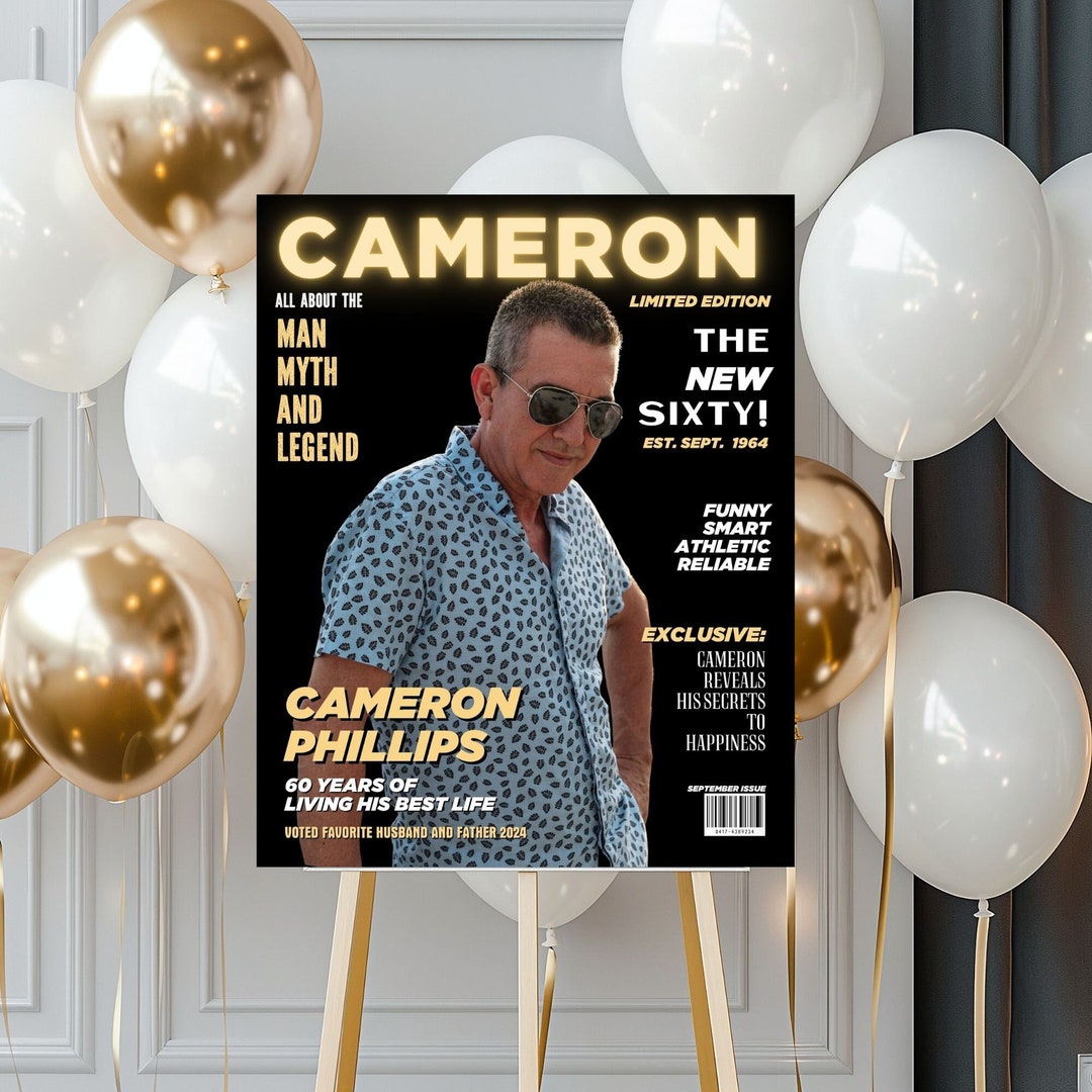 Personalized Birthday Magazine Photo Poster Printable, Entrance Sign ...