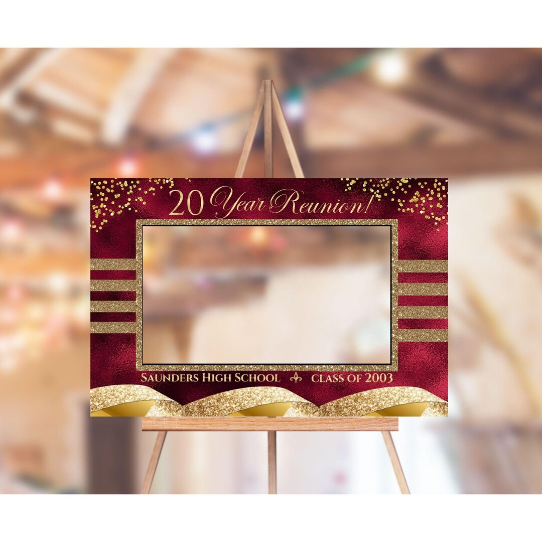 Personalized Burgundy Red and Gold Graduation/reunion Photo Booth Frame ...