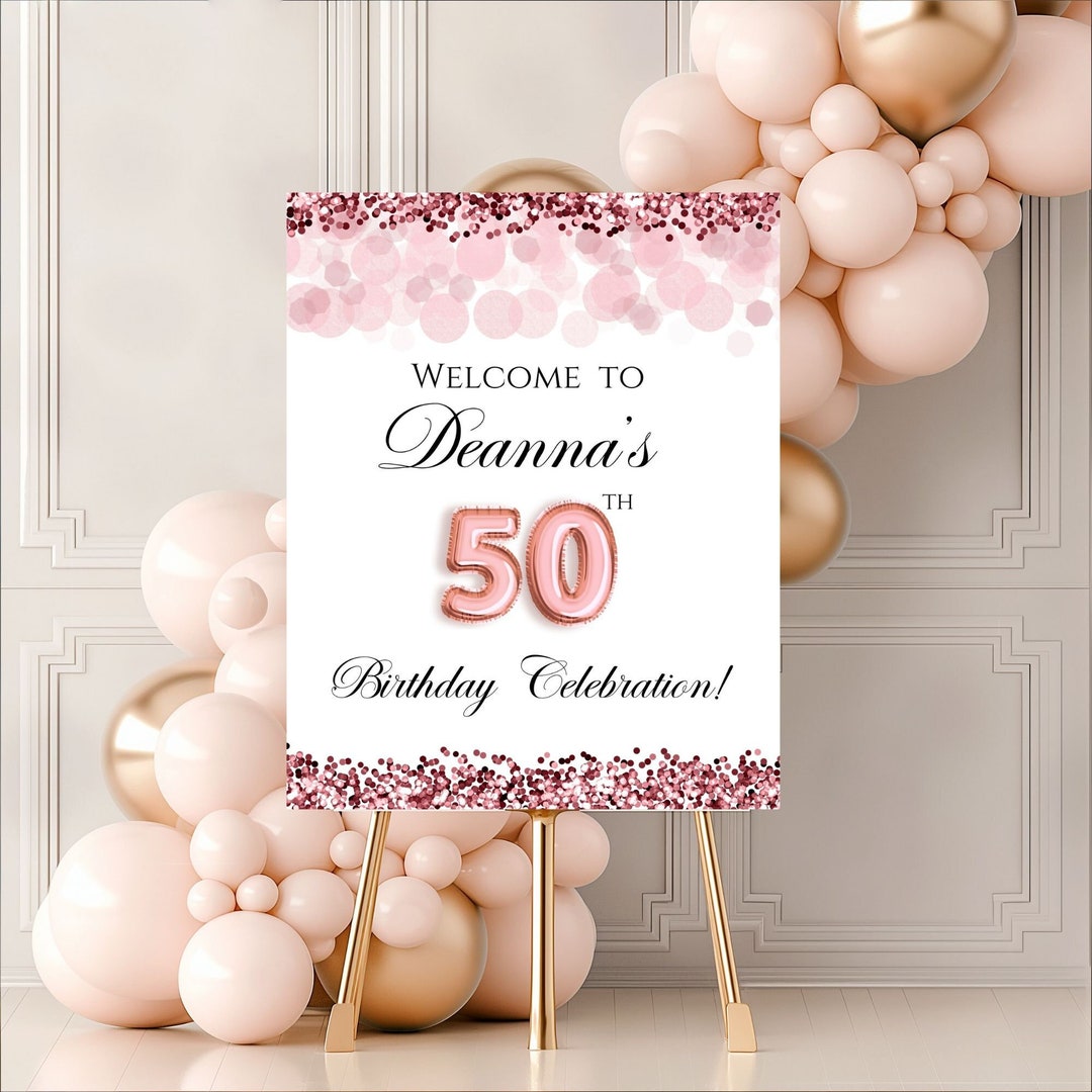 Personalized Welcome Sign, Custom Rose Gold and White Entrance Poster ...