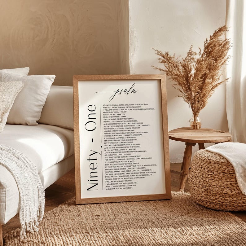 Psalm 91 Printable Wall Art, Bible Verse Poster for Christians, Boho ...