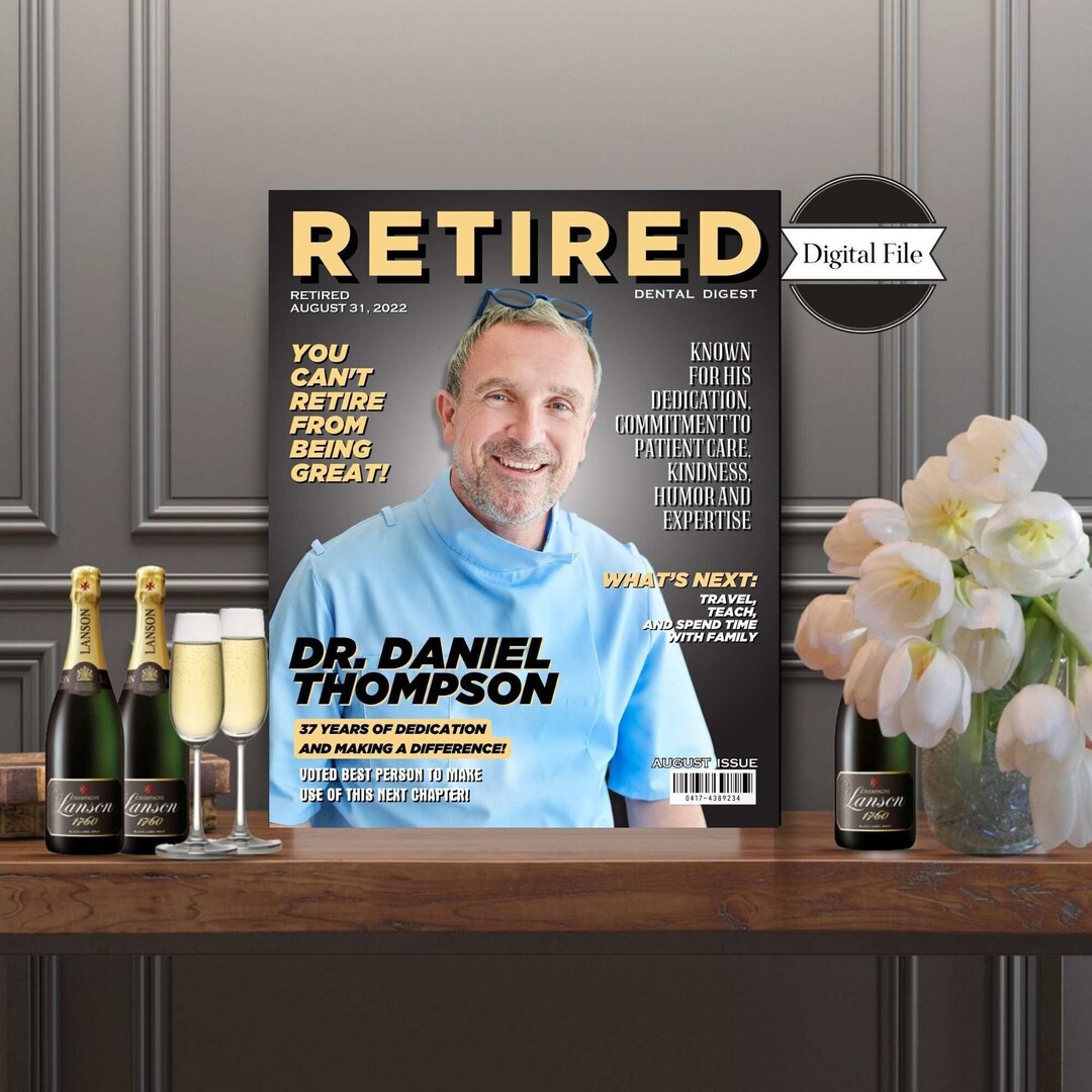 Personalized Photo Retirement Poster for Dentist, Magazine Style ...