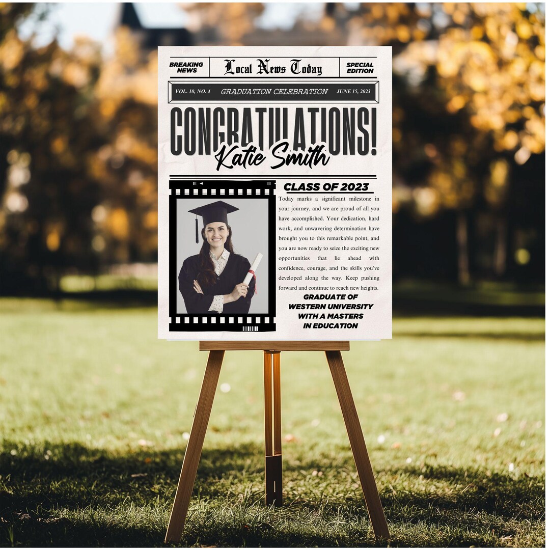 Personalized Newspaper Graduation Announcement, Graduation Photo ...