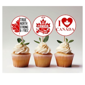 Canada Day Cupcake Toppers, Favour Tags, Canada Decorations, Party ...