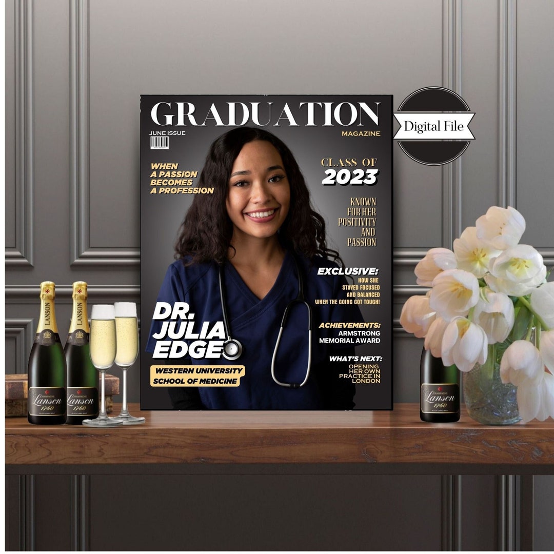 Personalized Graduation Magazine Style Photo Poster, Printable, Medical ...