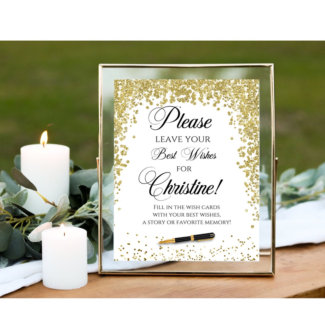 Personalized Wish Card Sign Poster, Directions to Guest to Sign ...
