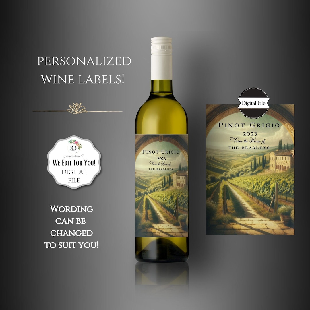 Personalized Wine Label, Tuscany Vineyard, Wine Supplies, Custom Label ...