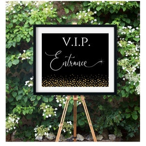 V.I.P. Entrance Sign, Gold and Black Welcome Sign, INSTANT DOWNLOAD - Etsy