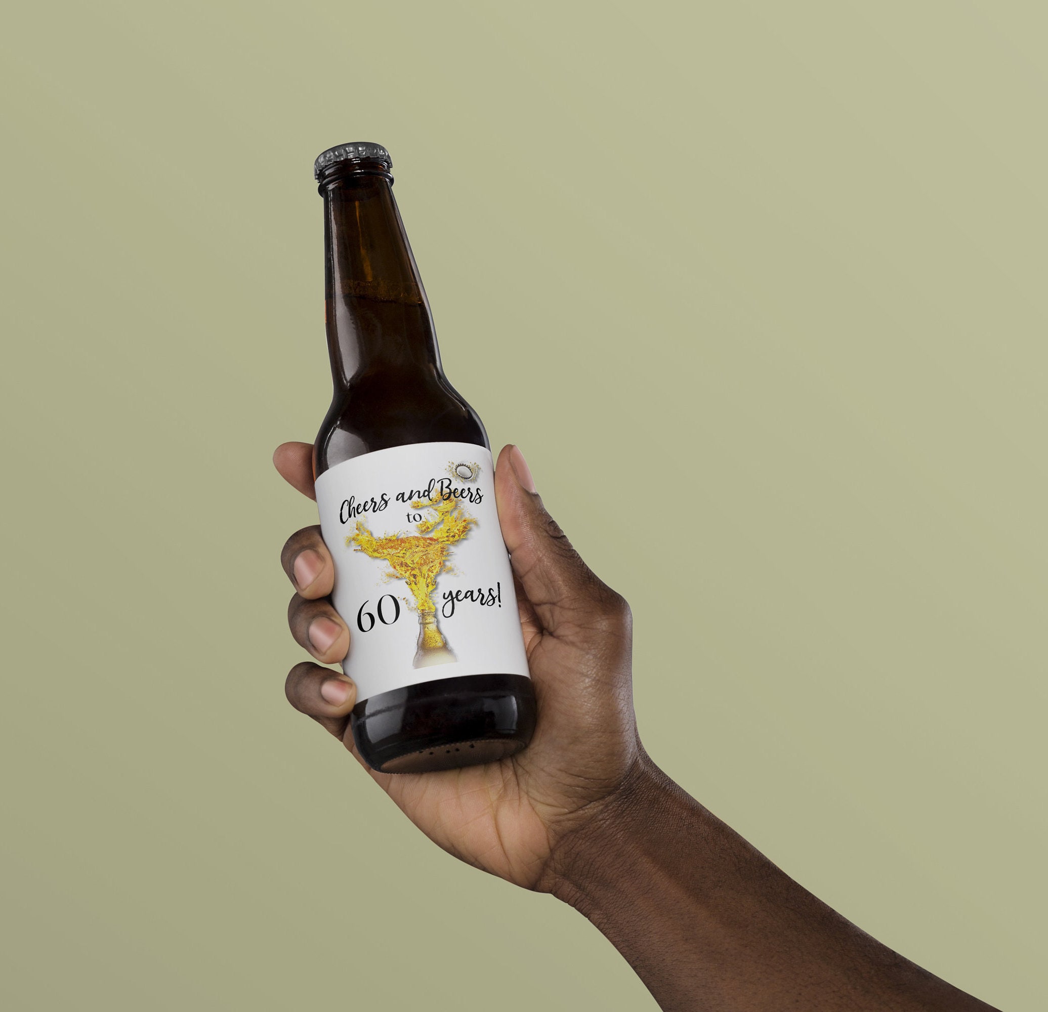 60th Beer Bottle Party Labels, 60th Birthday, Cheers and Beers Label ...
