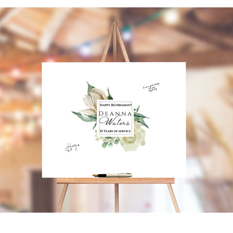 Personalized Retirement Party Signature Poster Floral Frame - Etsy