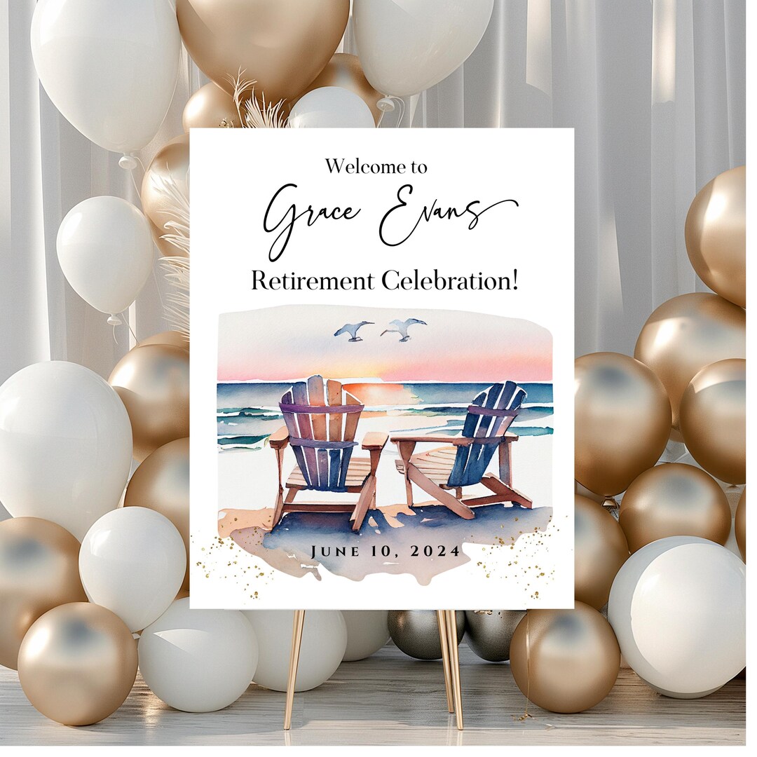 Custom Retirement Poster, Retirement Print, Beach Chairs, Retirement ...