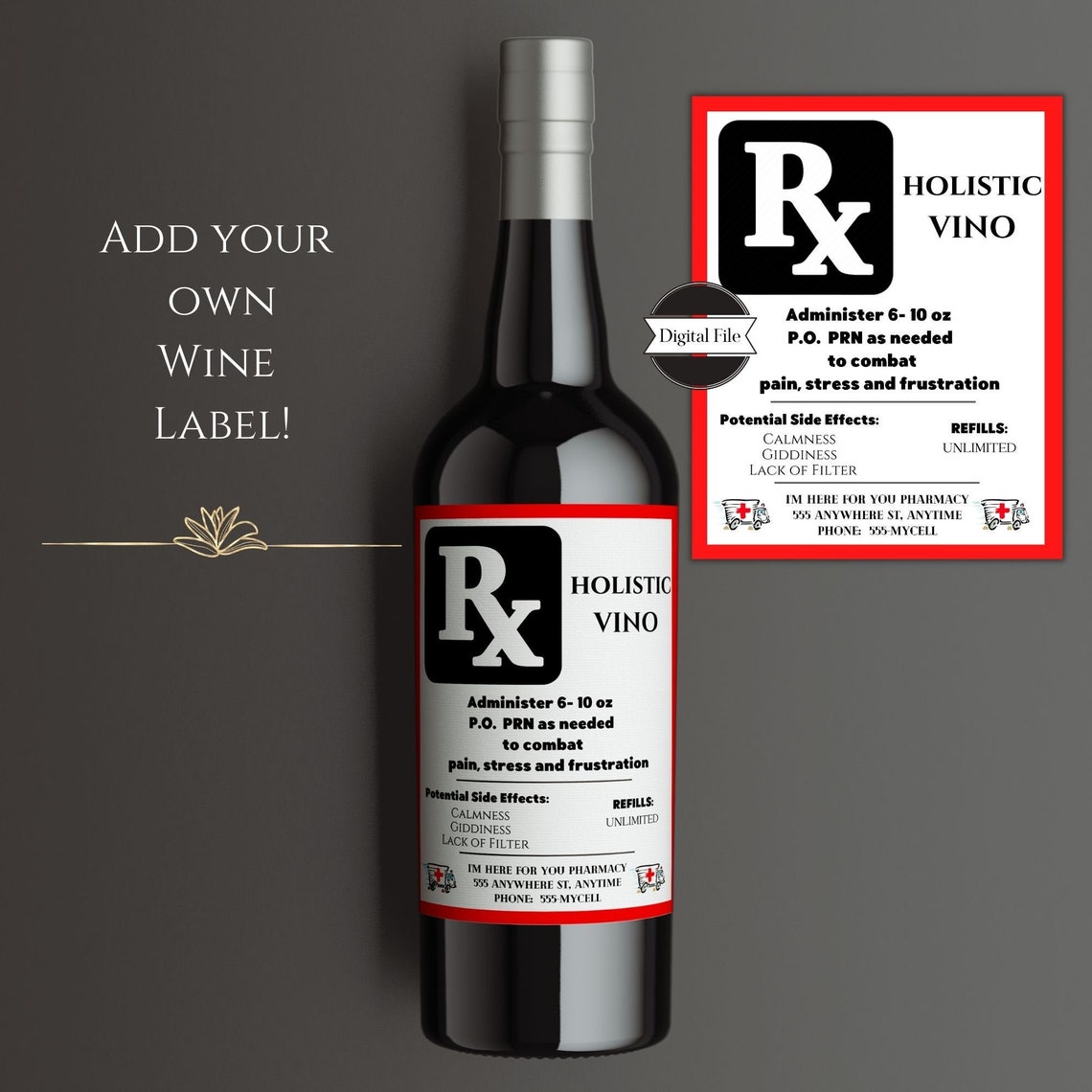 Funny Wine 'prescription' Labels Feel Better Wine - Etsy