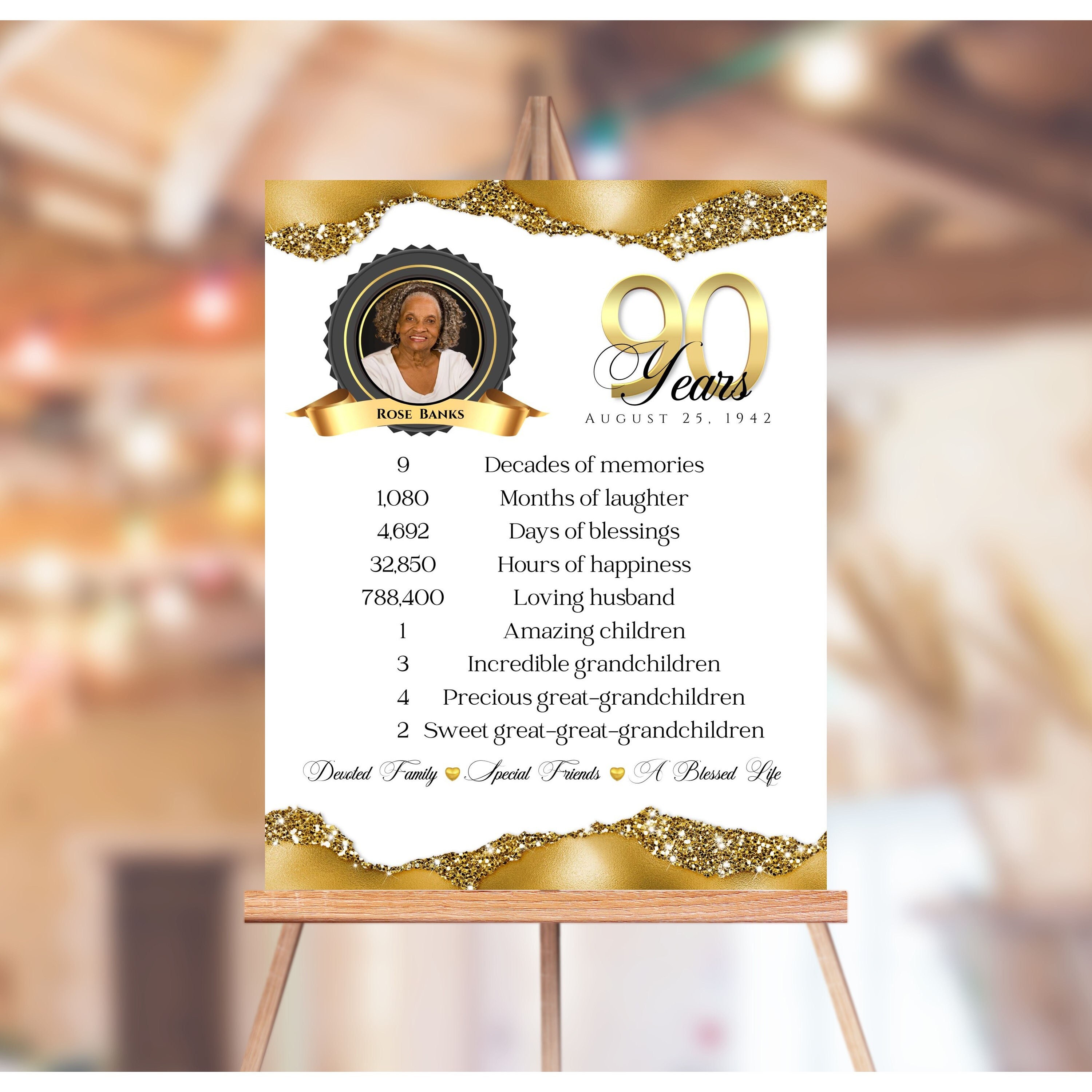 Personalized 90th Birthday Photo Poster Time Facts Printable - Etsy