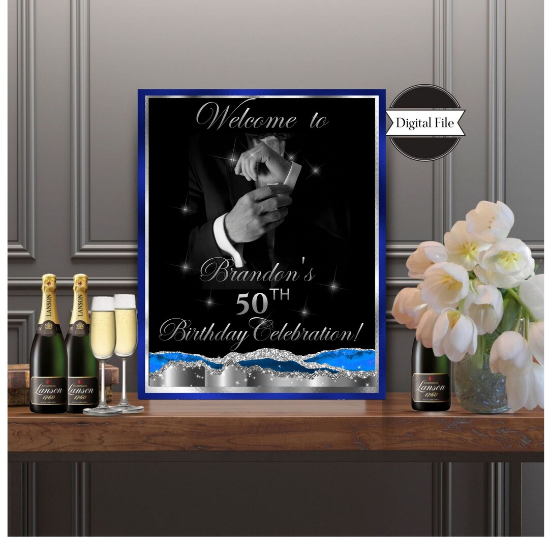 Personalized Welcome Sign for Man, Man's Suit Cuffs, Black and Silver ...