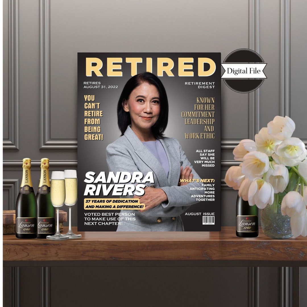 Personalized Photo Magazine Style Retirement Poster for Woman Printable ...