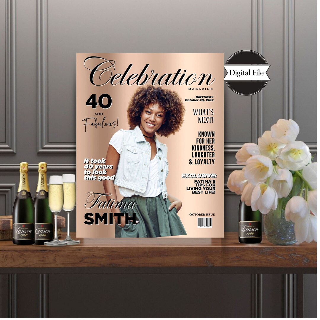 Personalized Photo Magazine Style Poster Printable Rose Gold - Etsy