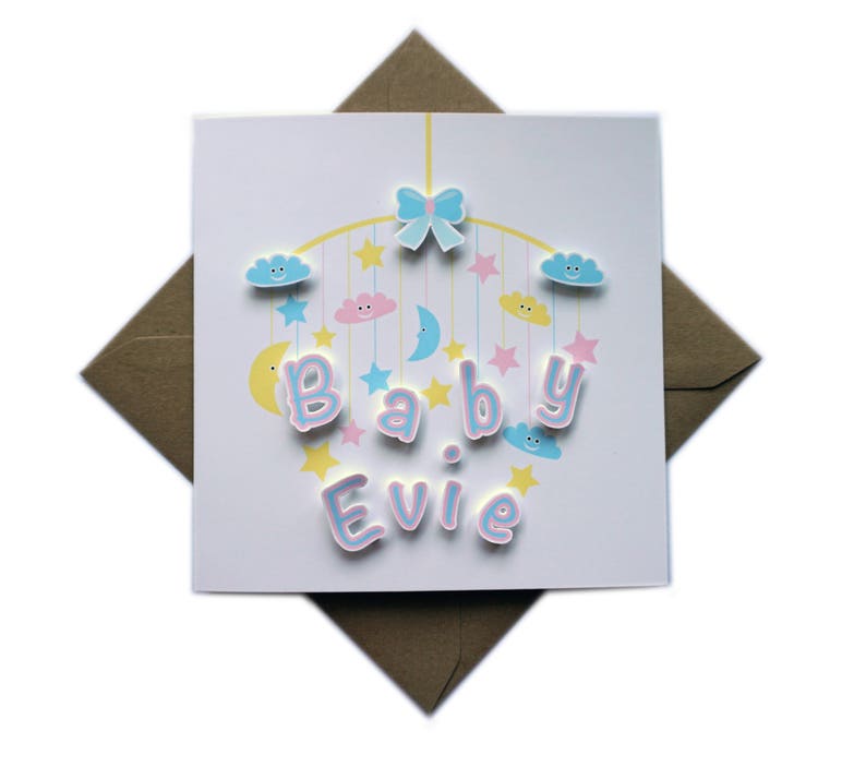 Any Name, Personalised Baby Card, Baby Boy Card, Baby Girl Card, Name ...