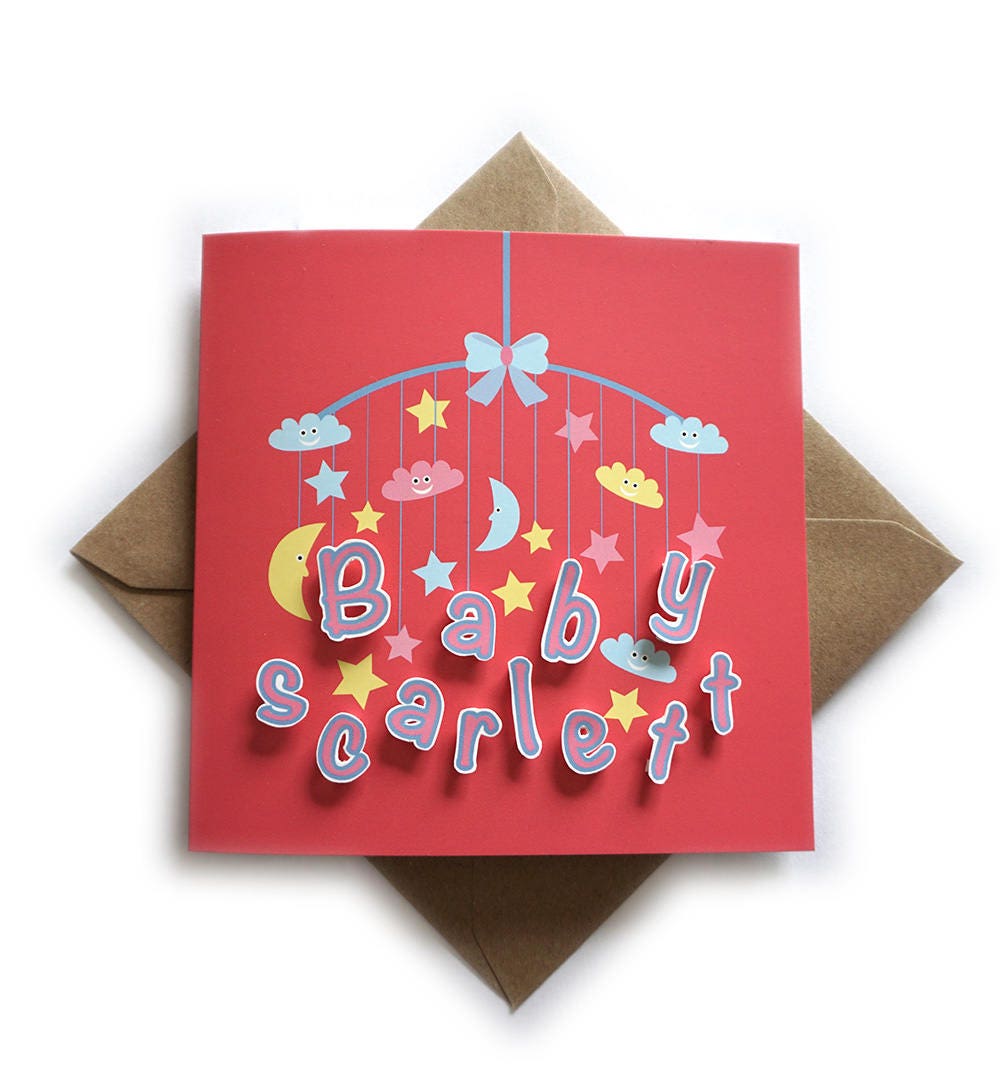 Any name Personalised baby card Baby Boy Card Baby Girl | Etsy