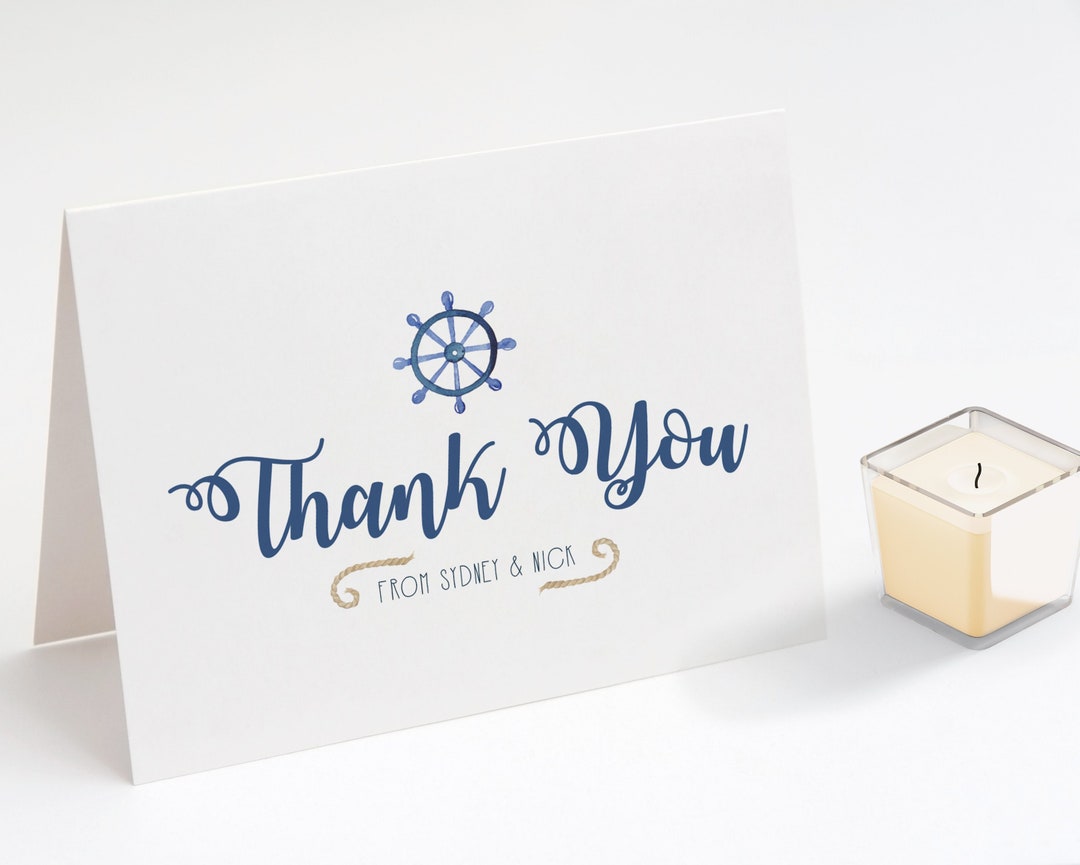 Thank You Card, the Ship's Wheel: A Nautical, Watercolor Inspired Thank ...