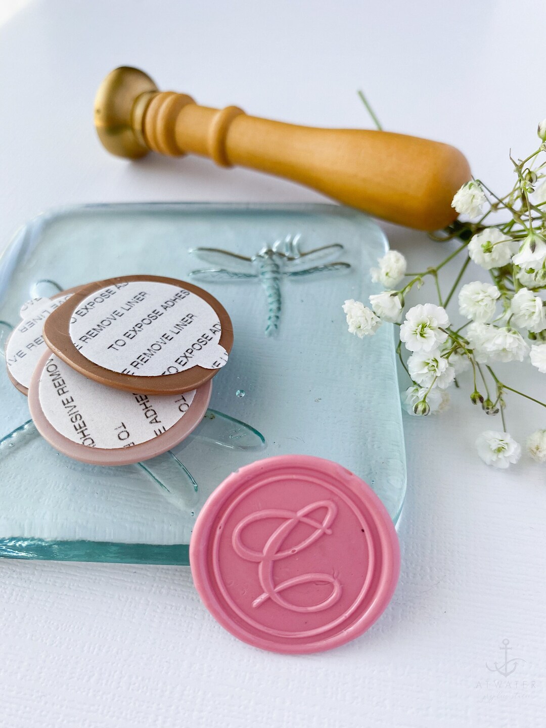 Letter C Wax Seal Stickers, Script Cursive Initial, Handmade - Use for ...